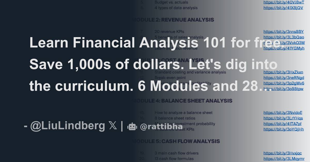 Learn Financial Analysis 101 for free. Save 1,000s of dollars. Let's ...