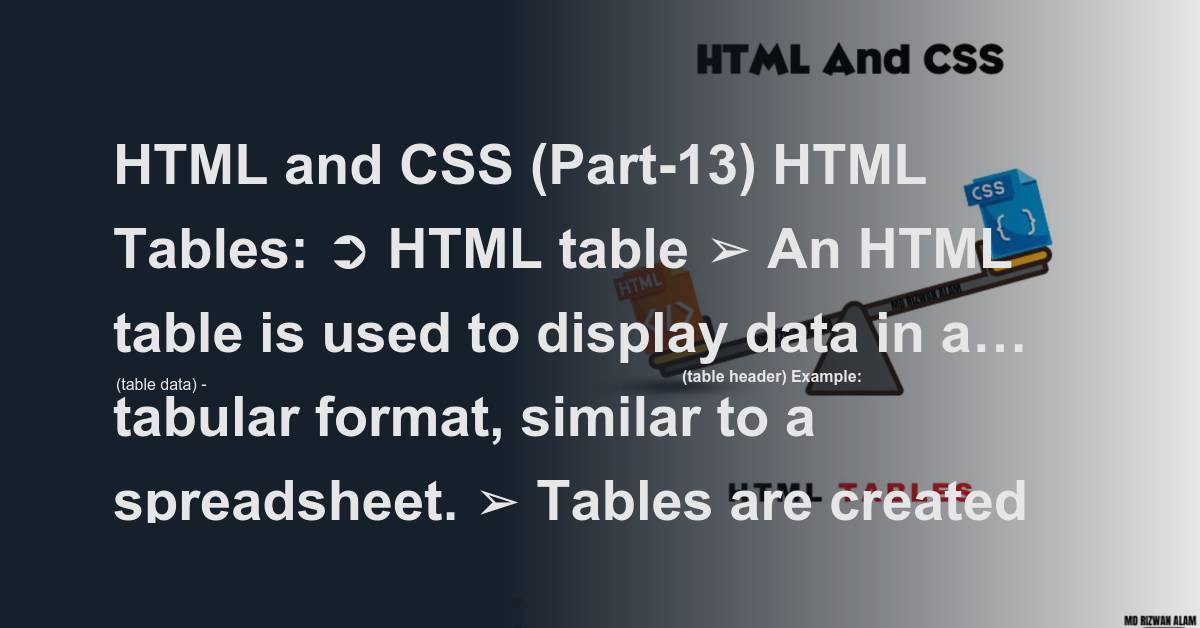 Html And Css Part 13 Html Tables Thread From Rizwan Mdrizwanalam72 Rattibha