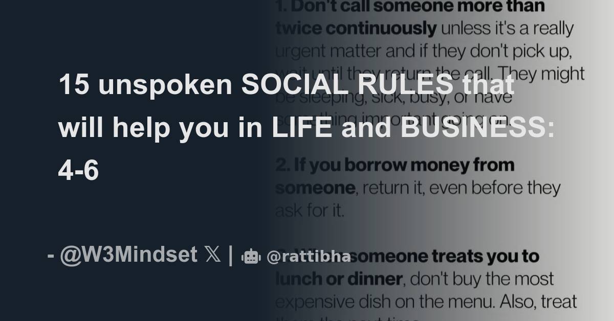 15 unspoken SOCIAL RULES that will help you in LIFE and BUSINESS ...