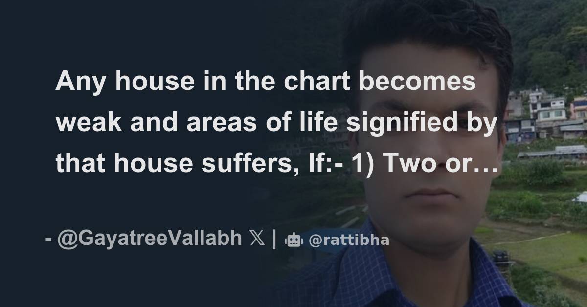 Any house in the chart becomes weak and areas of life signified by that ...