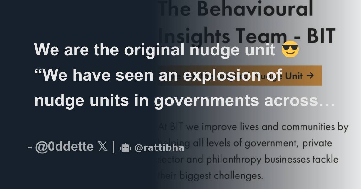 We are the original nudge unit 😎 - Thread from Detty @0ddette - Rattibha