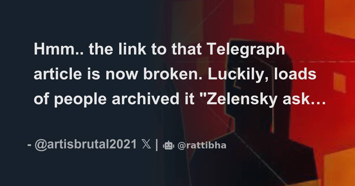 Hmm.. the link to that Telegraph article is now broken. Luckily, loads ...