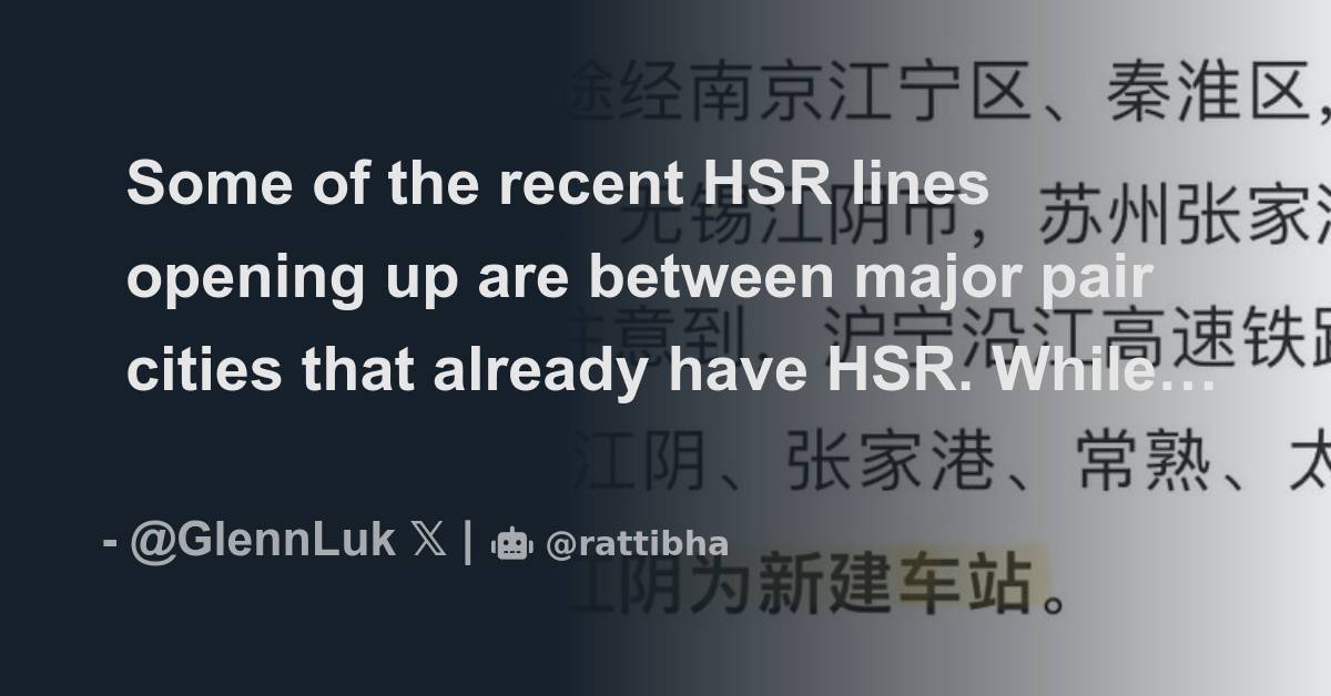 Some of the recent HSR lines opening up are between major pair cities ...