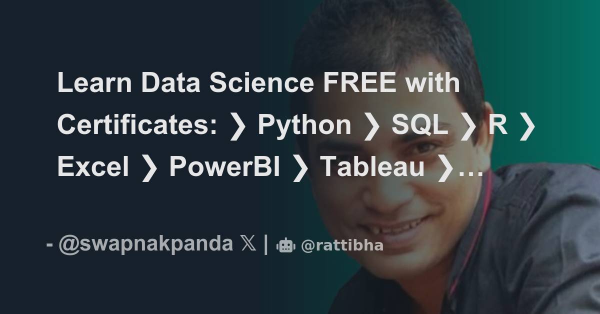 Learn Data Science FREE with Certificates: Python https://t.co ...