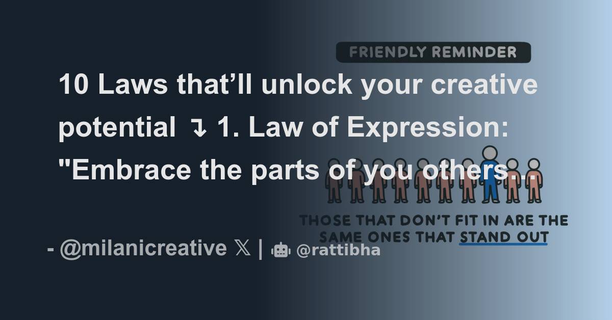 10 Laws that’ll unlock your creative potential ↴ 1. Law of Expression ...