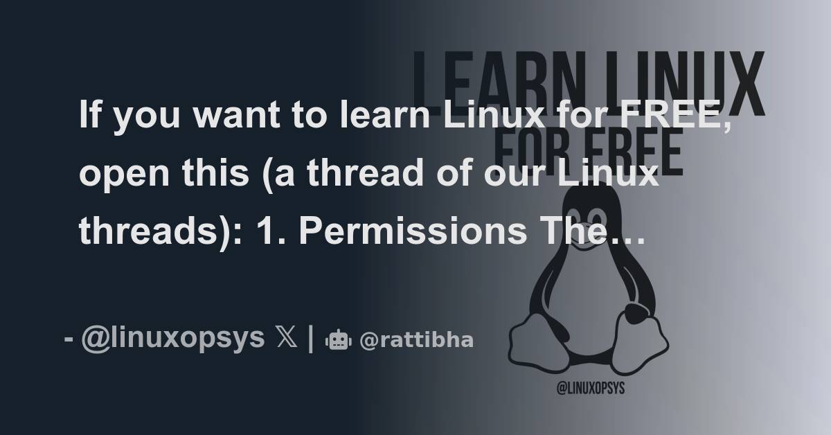 If You Want To Learn Linux For Free Open This A Thread Of Our Linux Threads Thread From