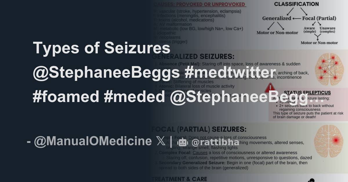 Types of Seizures @StephaneeBeggs #medtwitter #foamed #meded - Thread ...