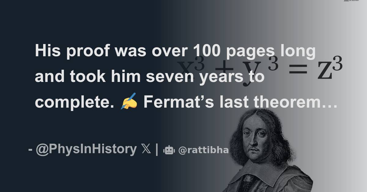 His proof was over 100 pages long and took him seven years to complete ...