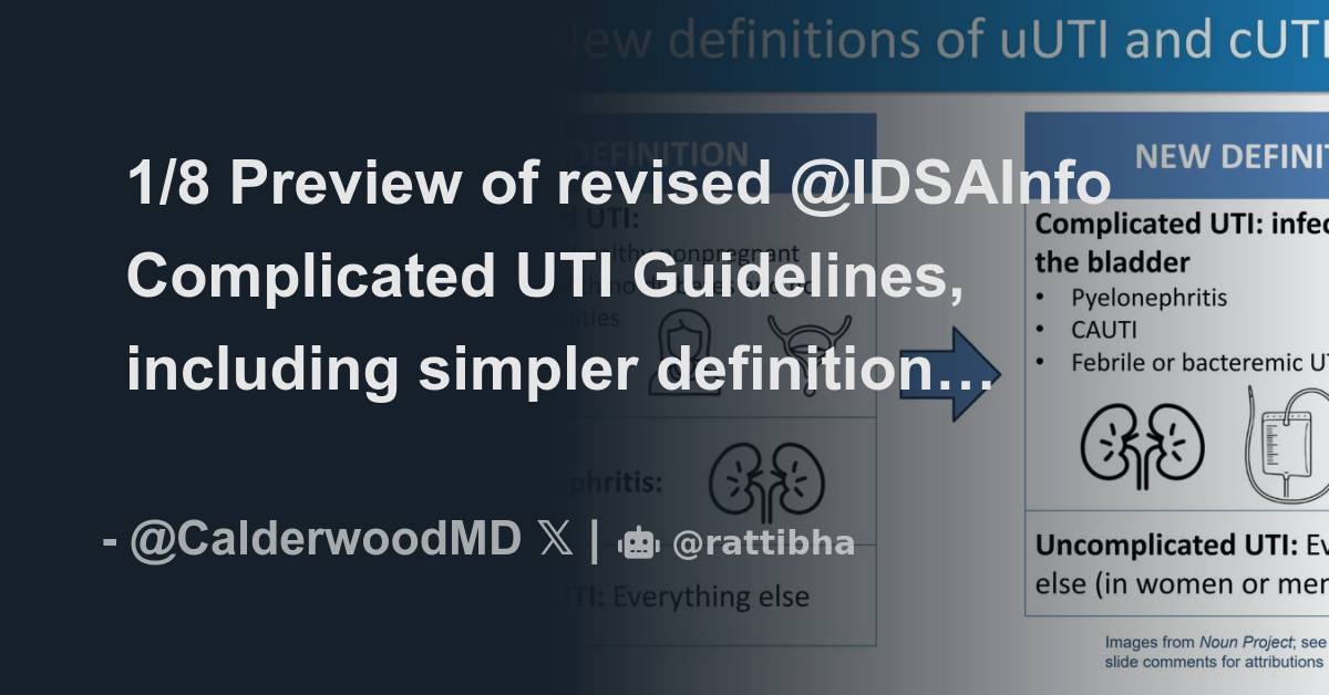 1/8 Preview of revised @IDSAInfo Complicated UTI Guidelines, including ...