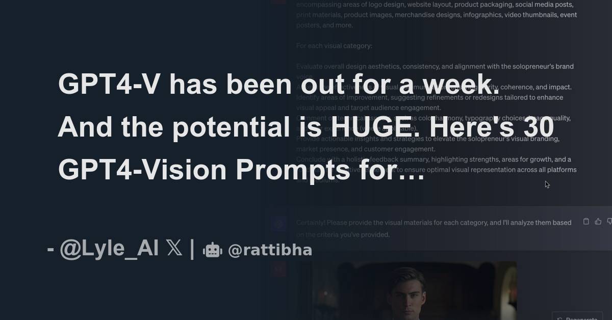 GPT4-V has been out for a week. And the potential is HUGE. Here's 30 GPT4-Vision Prompts for ...