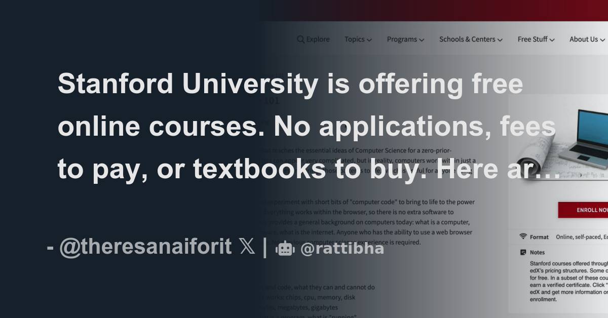 Stanford University is offering free online courses. No applications ...