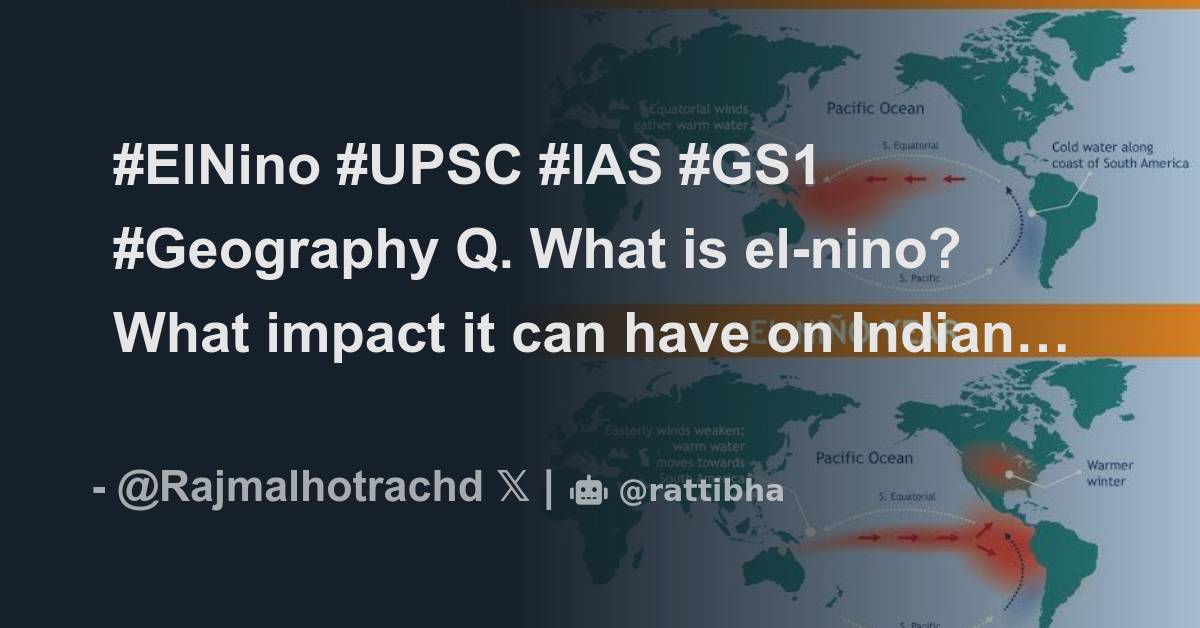 #ElNino #UPSC #IAS #GS1 #Geography Q. What is el-nino? What impact it can have on Indian monsoon ...