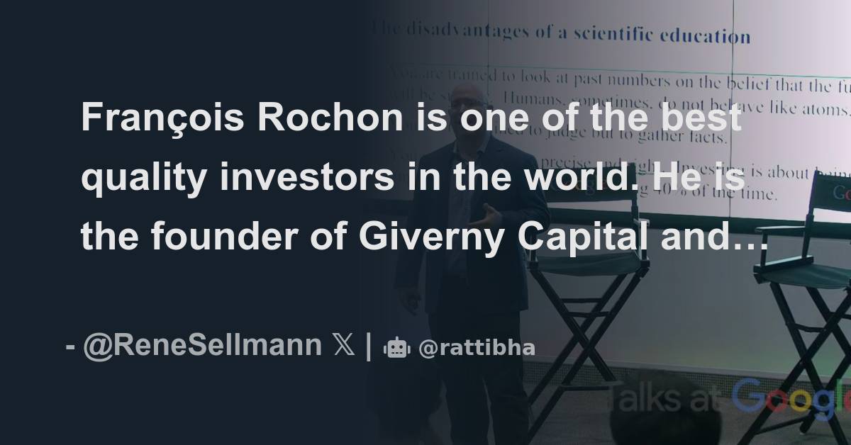 François Rochon is one of the best quality investors in the world. He ...