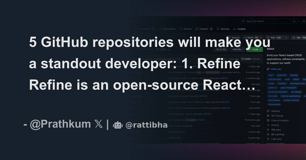 5 GitHub repositories will make you a standout developer: - Thread from Pratham @Prathkum - Rattibha