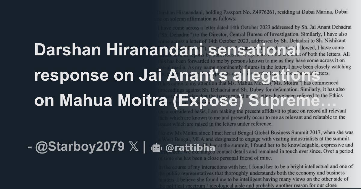 Darshan Hiranandani sensational response on Jai Anant's allegations on Mahua Moitra (Expose ...