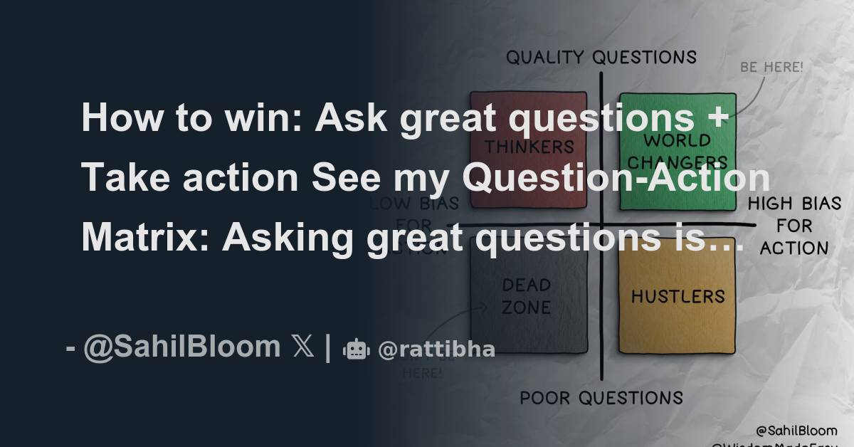 How to win: Ask great questions + Take action See my Question-Action ...