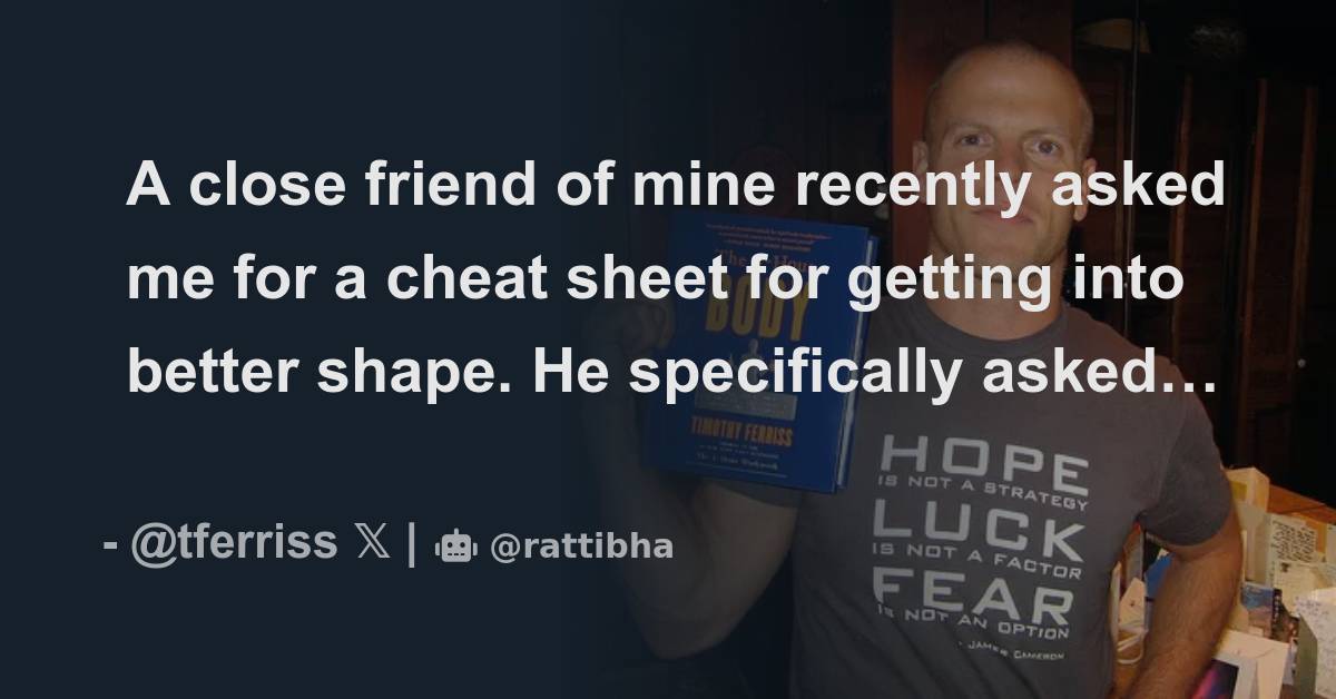 A close friend of mine recently asked me for a cheat sheet for getting ...