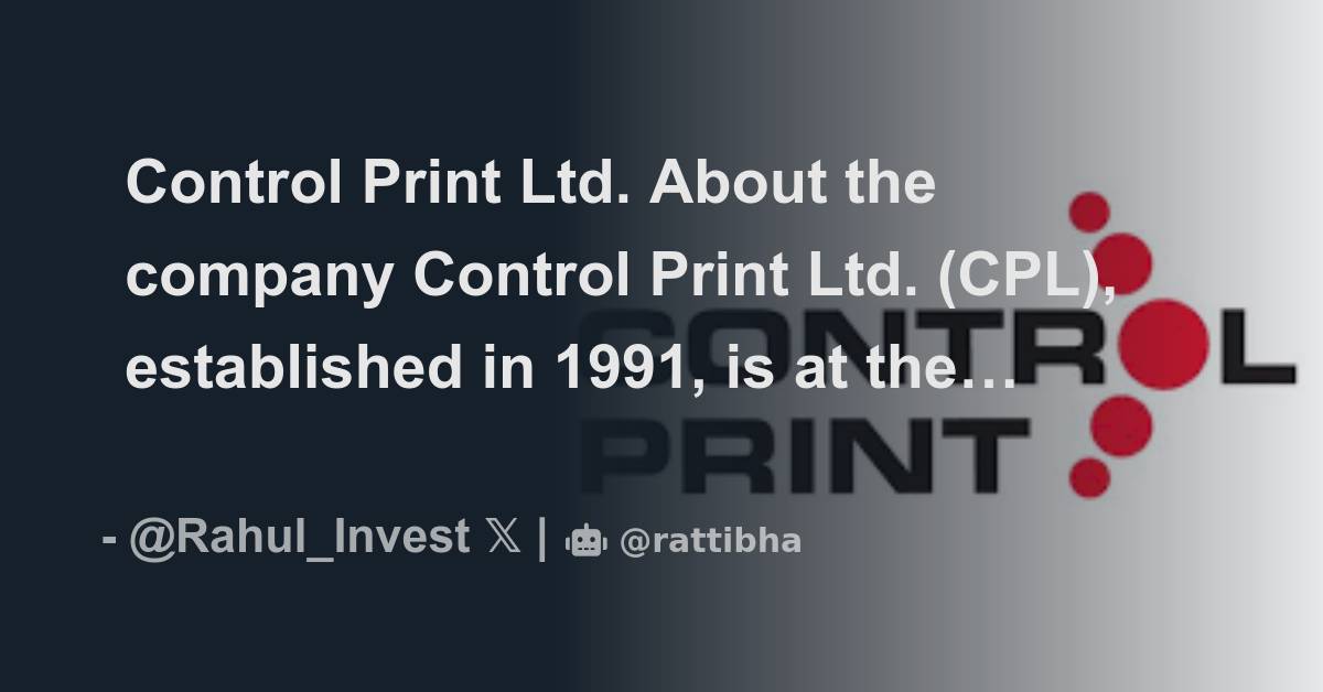 Control Print Ltd. About the company Control Print Ltd. (CPL ...