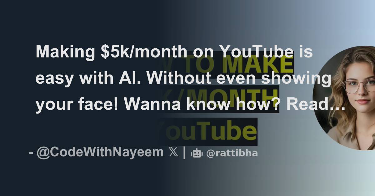 Making $5k/month on YouTube is easy with AI. Without even showing your face! Wanna know how ...