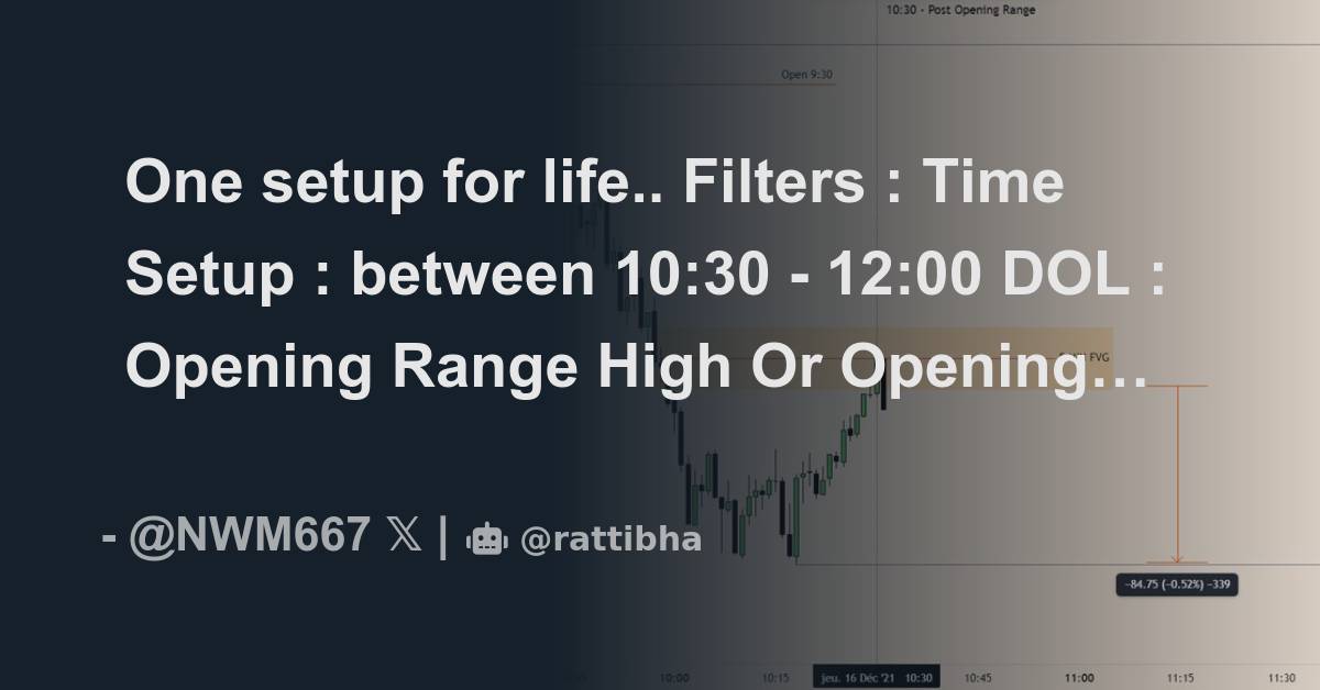 One setup for life.. Filters : Time Setup : between 10:30 - 12:00 DOL ...