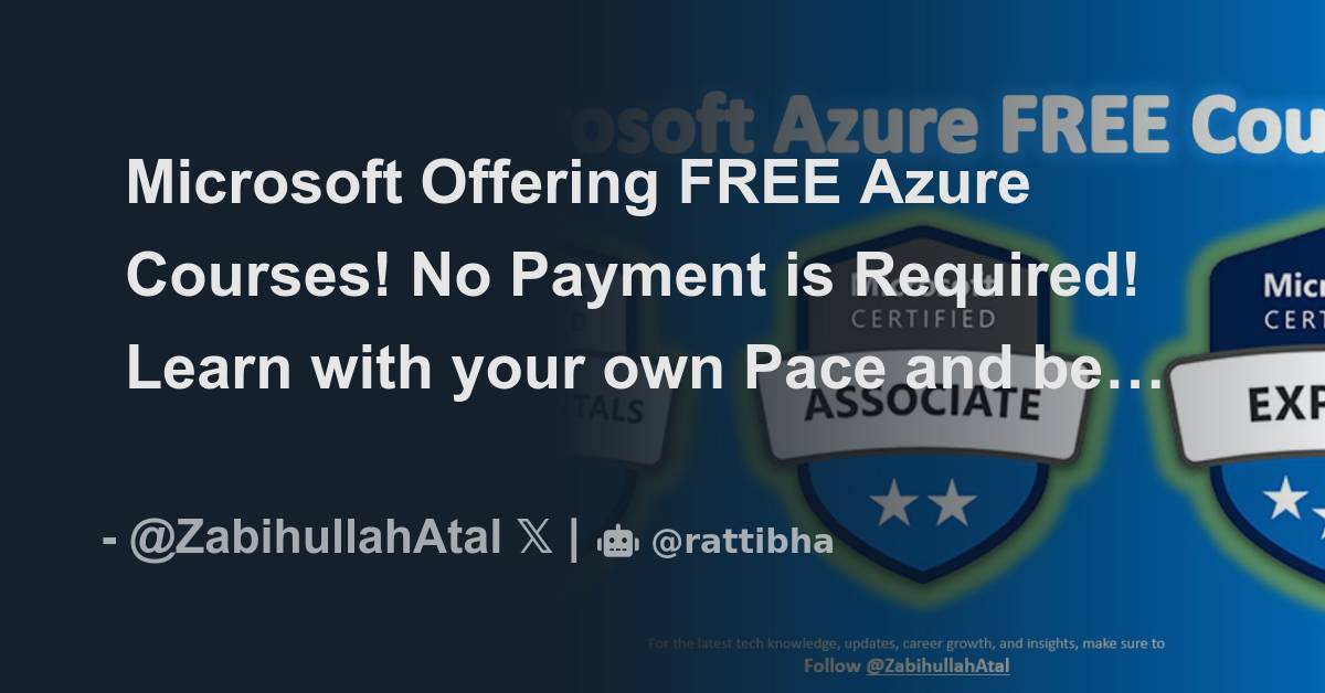 Microsoft Offering FREE Azure Courses! No Payment is Required! Learn ...
