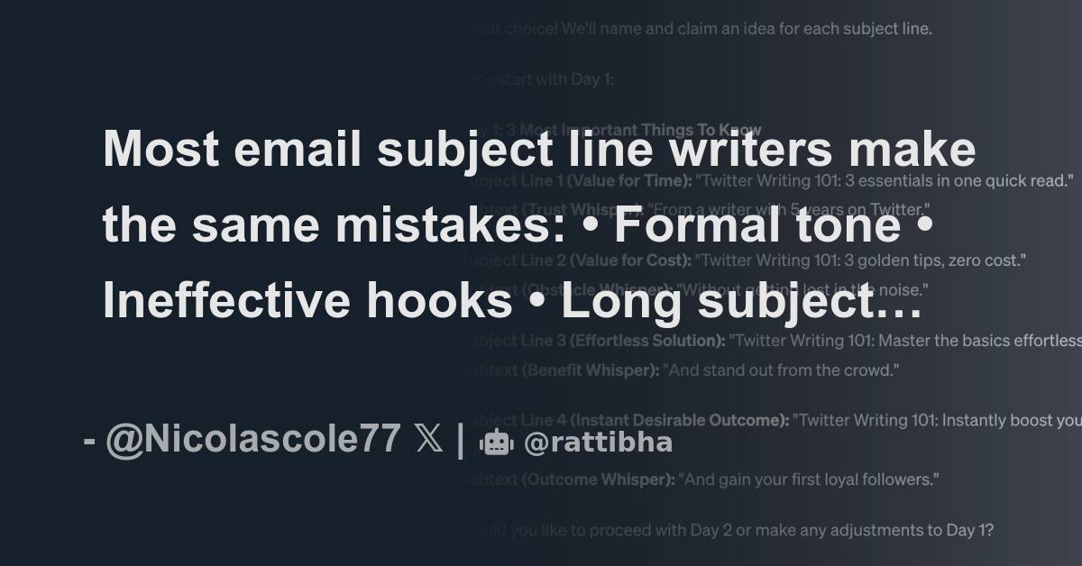 Most email subject line writers make the same mistakes: • Formal tone • Ineffective hooks • Long ...