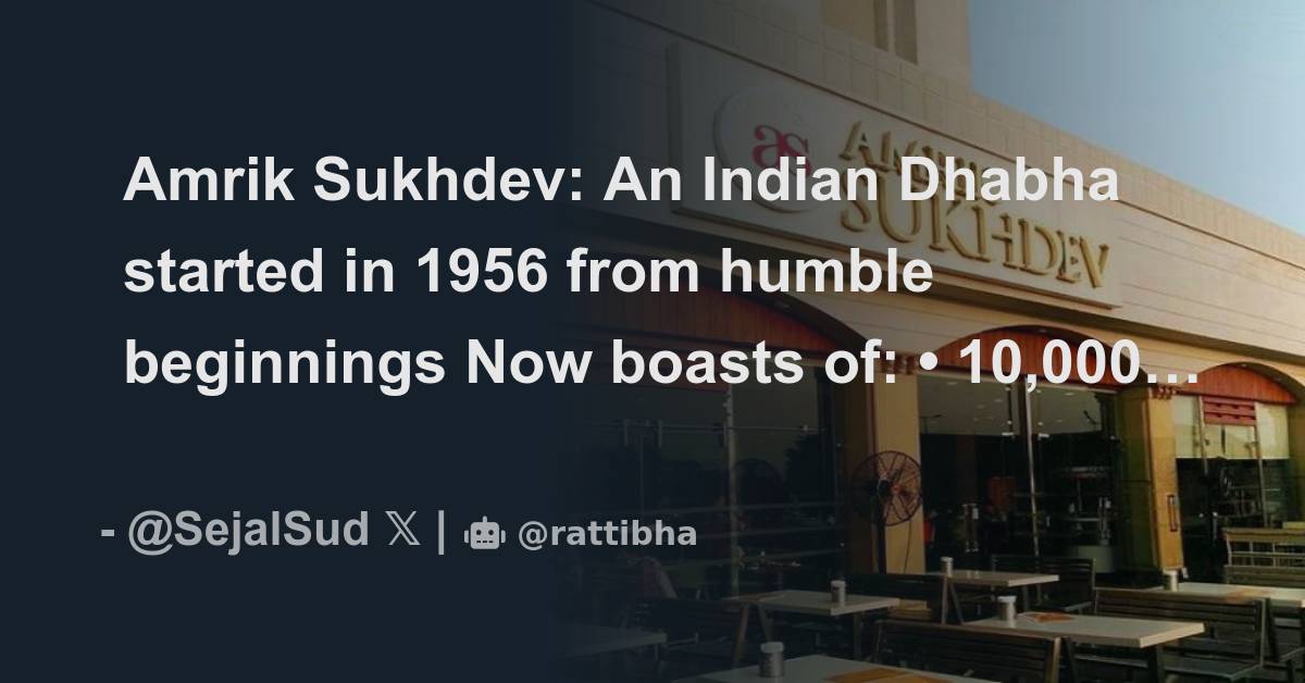 Amrik Sukhdev: An Indian Dhabha started in 1956 from humble beginnings ...