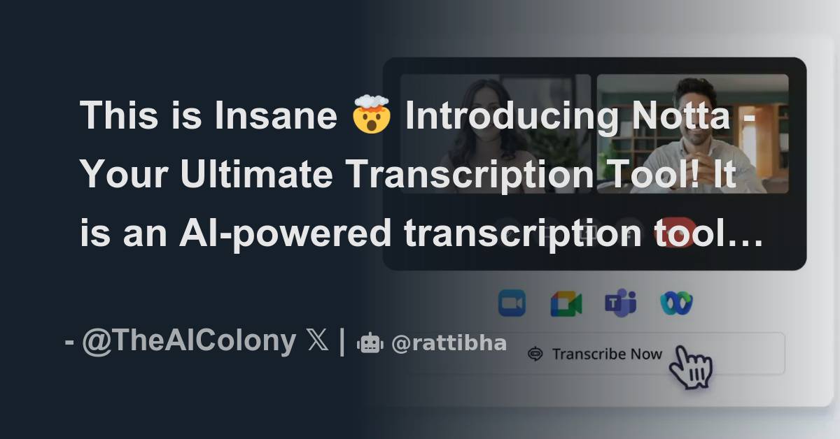 This is Insane 🤯 Introducing Notta - Your Ultimate Transcription Tool! It is an AI-powered ...