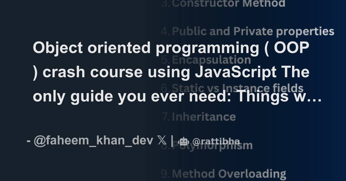 Object Oriented Programming Oop Crash Course Using Javascript The 7819