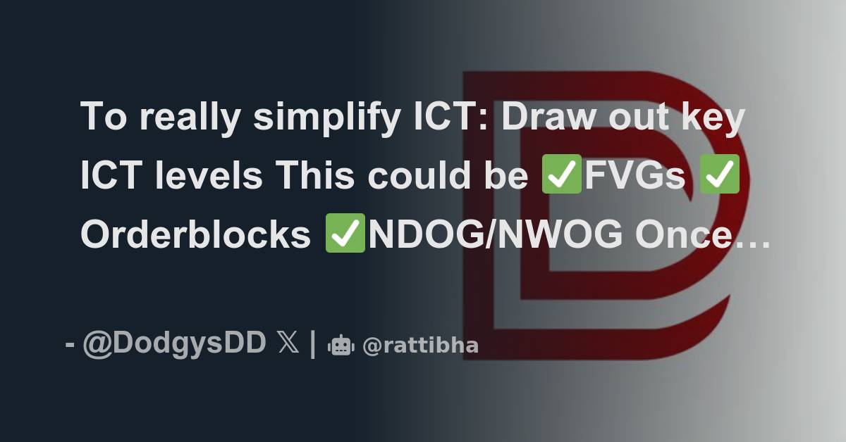 To really simplify ICT: Draw out key ICT levels This could be FVGs ...
