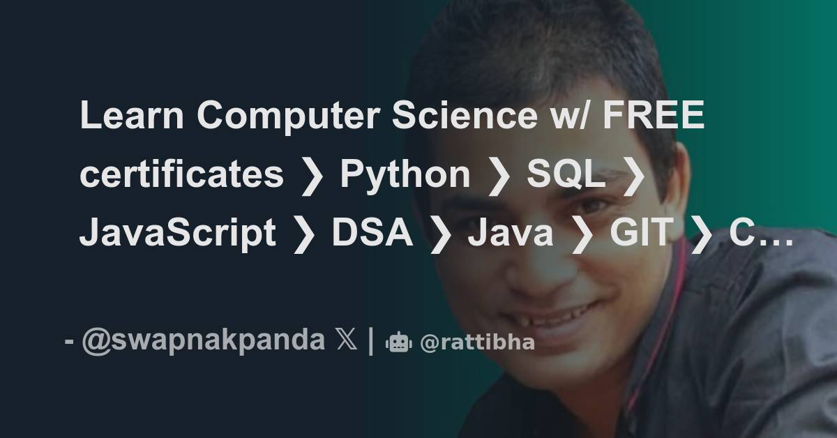 Learn Computer Science w/ FREE certificates Python https://t.co ...