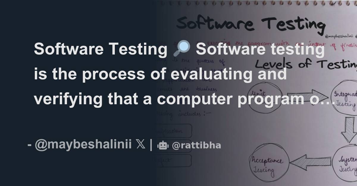 Software Testing 🔎 Software Testing Is The Process Of Evaluating And