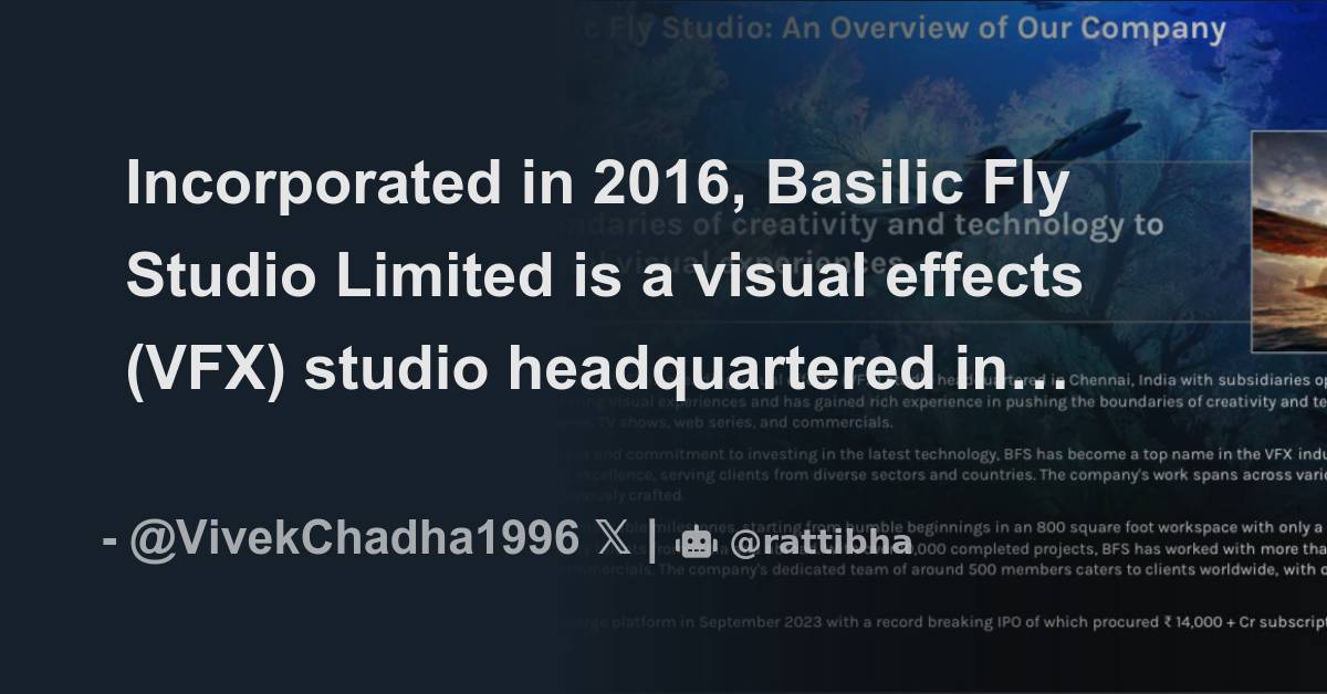 Incorporated in 2016, Basilic Fly Studio Limited is a visual effects ...
