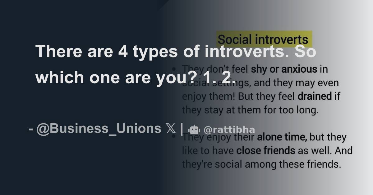 There are 4 types of introverts. So which one are you? 1. - Thread from ...