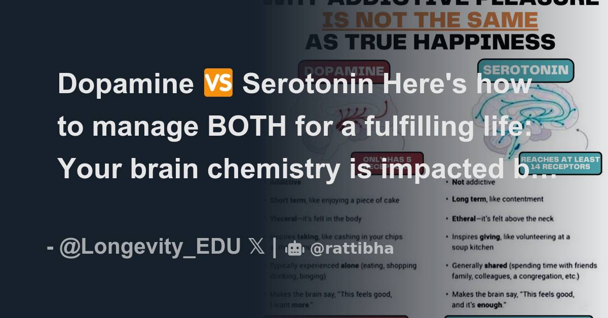 Dopamine 🆚 Serotonin Here's how to manage BOTH for a fulfilling life: - Thread from Andrew ...