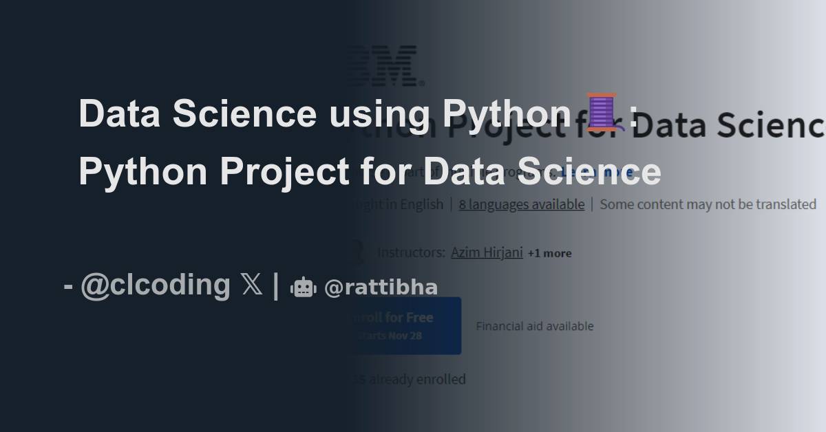 Data Science Using Python 🧵 المسلسل من Python Coding Clcoding رتبها