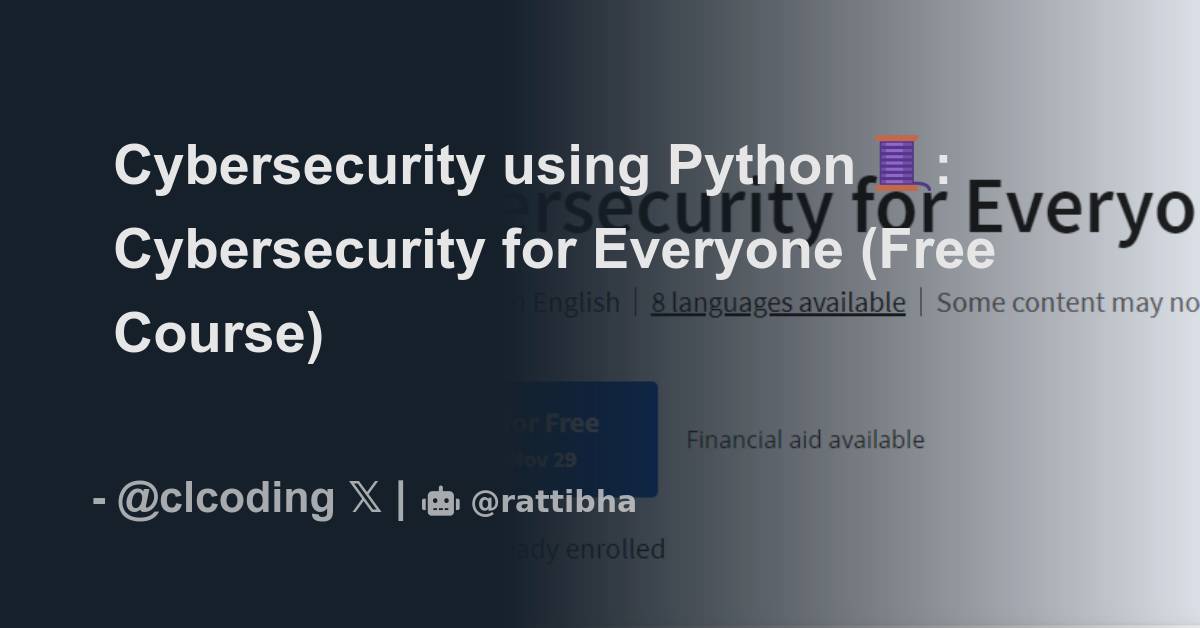Cybersecurity Using Python 🧵 Thread From Python Coding Clcoding Rattibha