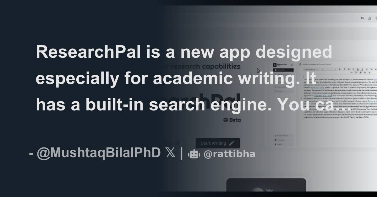 ResearchPal is a new app designed especially for academic writing. It has a built-in search ...