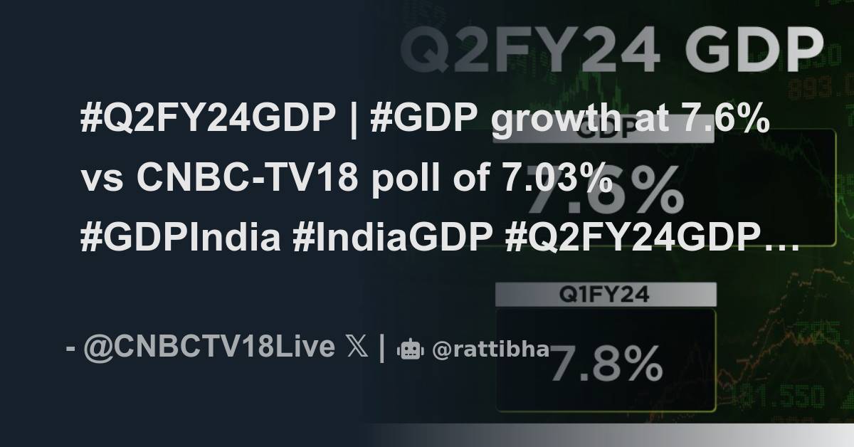 #Q2FY24GDP | #GDP growth at 7.6% vs CNBC-TV18 poll of 7.03% #GDPIndia #IndiaGDP - المسلسل من ...