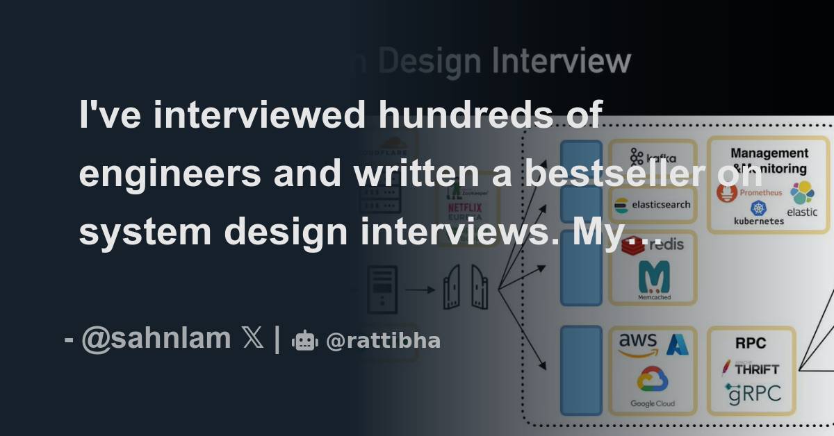 I've interviewed hundreds of engineers and written a bestseller on system design interviews. My ...