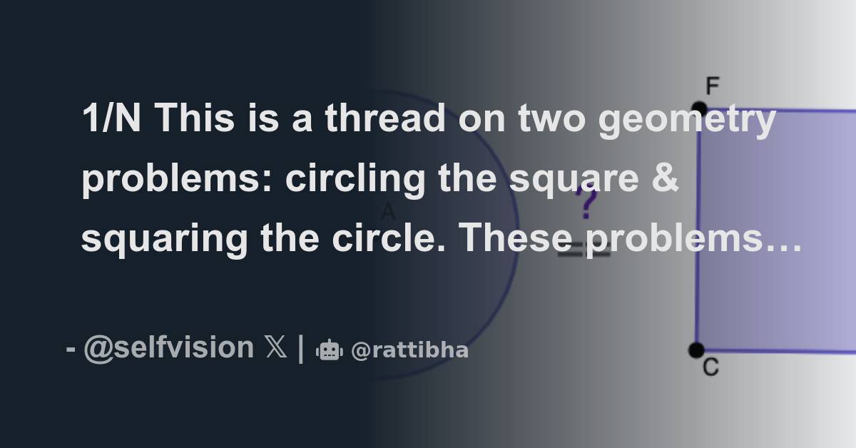 1/N This is a thread on two geometry problems: circling the square ...