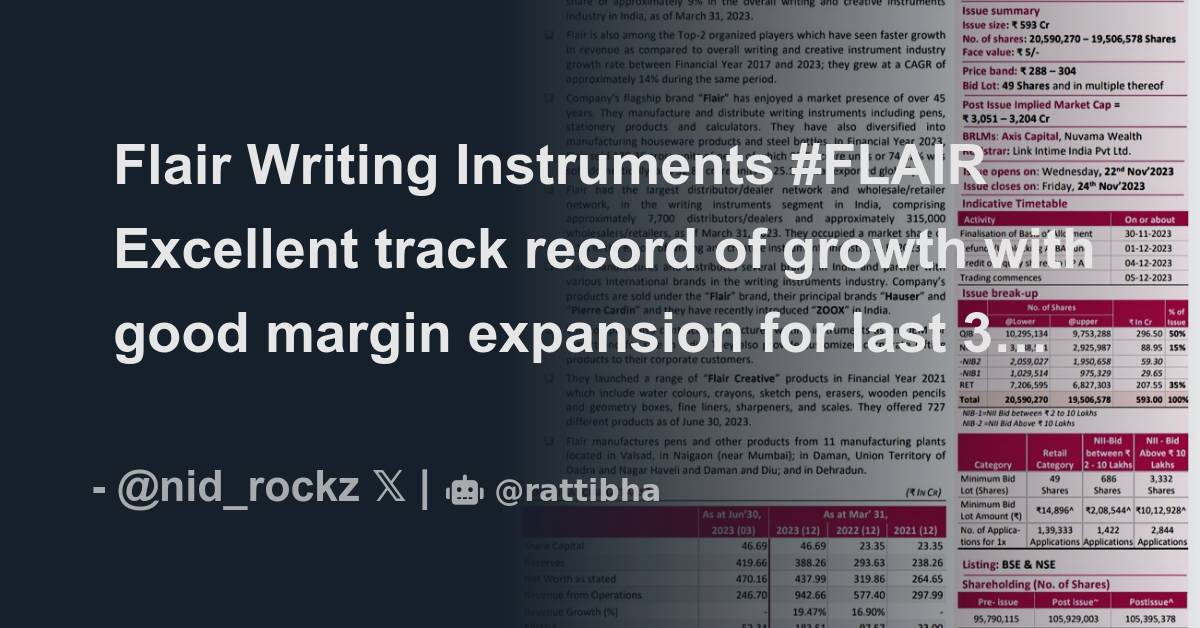 Flair Writing Instruments #FLAIR Excellent track record of growth with ...