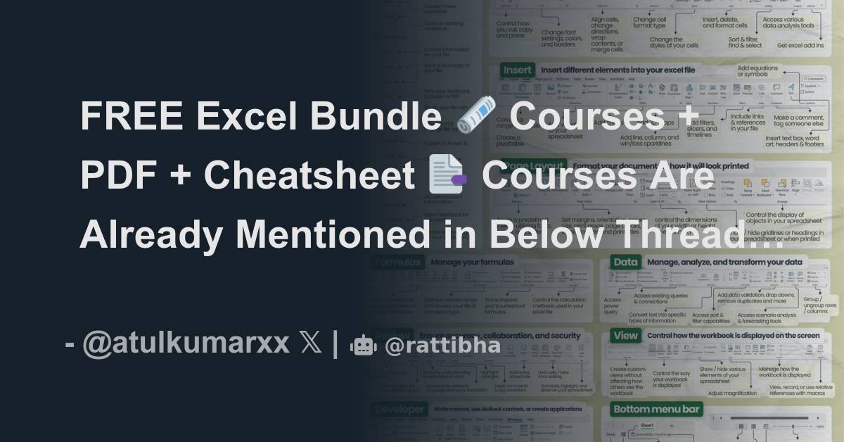 FREE Excel Bundle 🗞️ Courses + PDF + Cheatsheet 📑 Courses Are Already ...