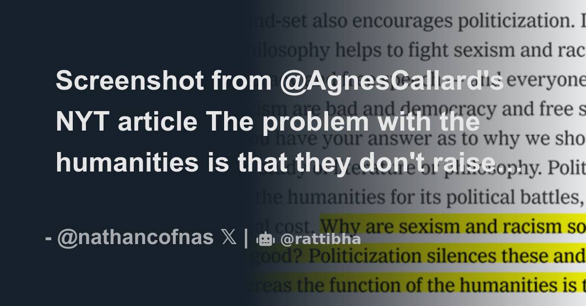 Screenshot from @AgnesCallard's NYT article The problem with the ...