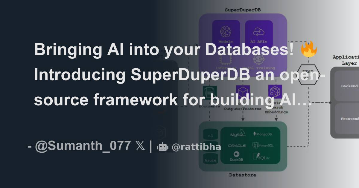 Bringing AI into your Databases! 🔥 Introducing SuperDuperDB an open-source framework for ...