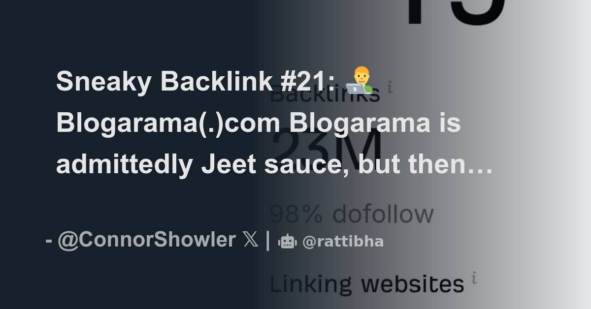 Sneaky Backlink #21: 👨‍💻 Blogarama(.)com Blogarama is admittedly Jeet ...