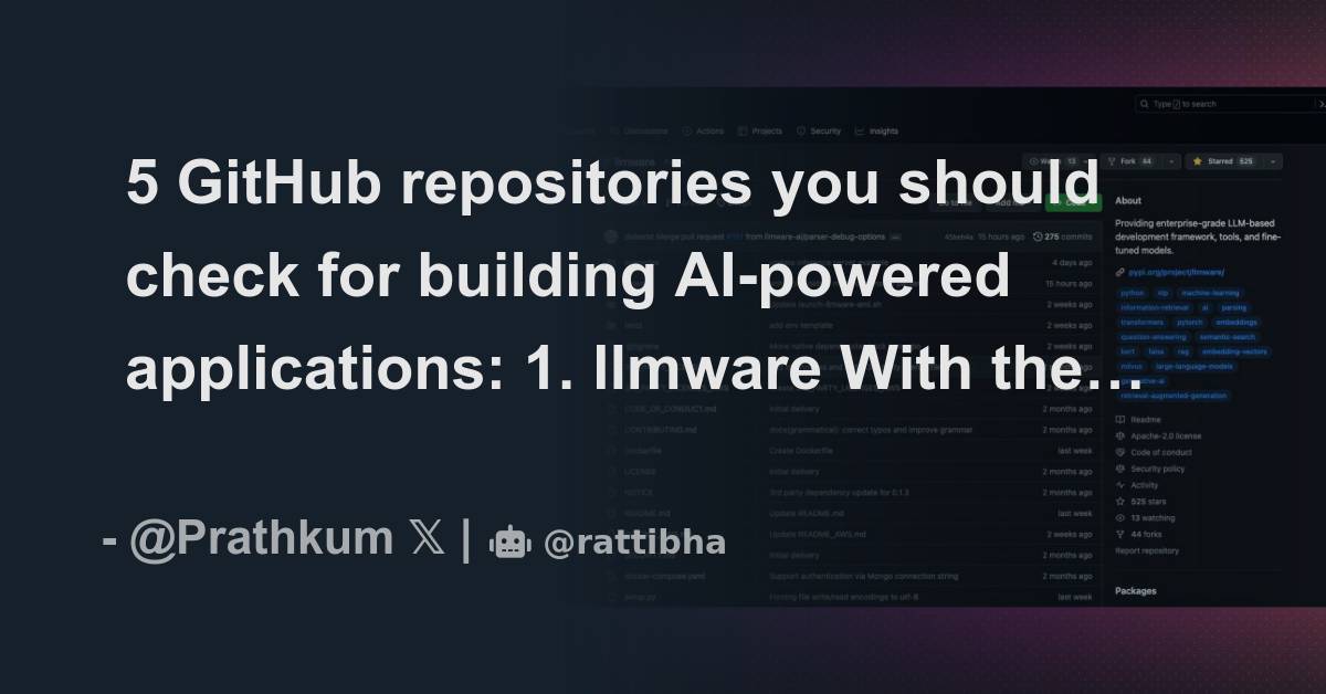 5 GitHub repositories you should check for building AI-powered applications: - Thread from ...