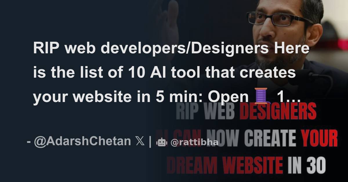RIP web developers/Designers Here is the list of 10 AI tool that ...
