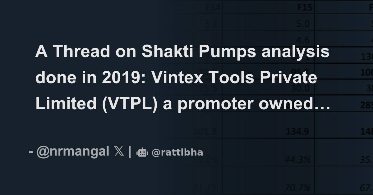 A Thread on Shakti Pumps analysis done in 2019: Vintex Tools Private Limited (VTPL) a promoter ...