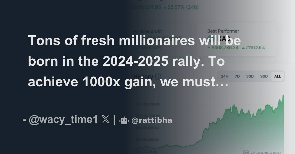 Tons of fresh millionaires will be born in the 2024-2025 rally. To ...